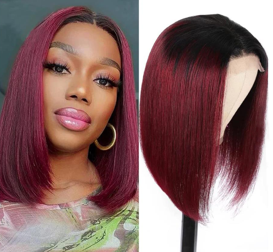 13"X4" Straight bob wig color #1B/99J